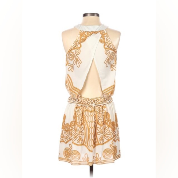 Rampage | Dresses | Rampage White Gold Baroque Print Dress S | Poshmark